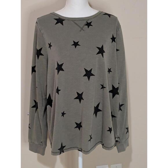 Sonoma | Tops | Army Green With Black Stars Casual Pull On Long Sleeve ...
